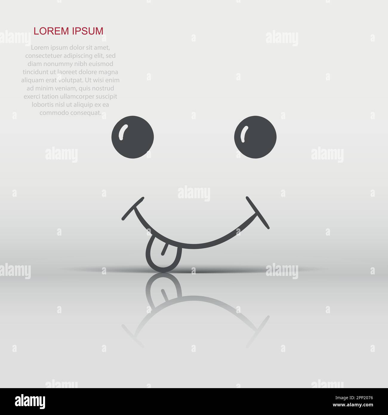 Simple smile with tongue vector icon. Hand drawn face doodle ...