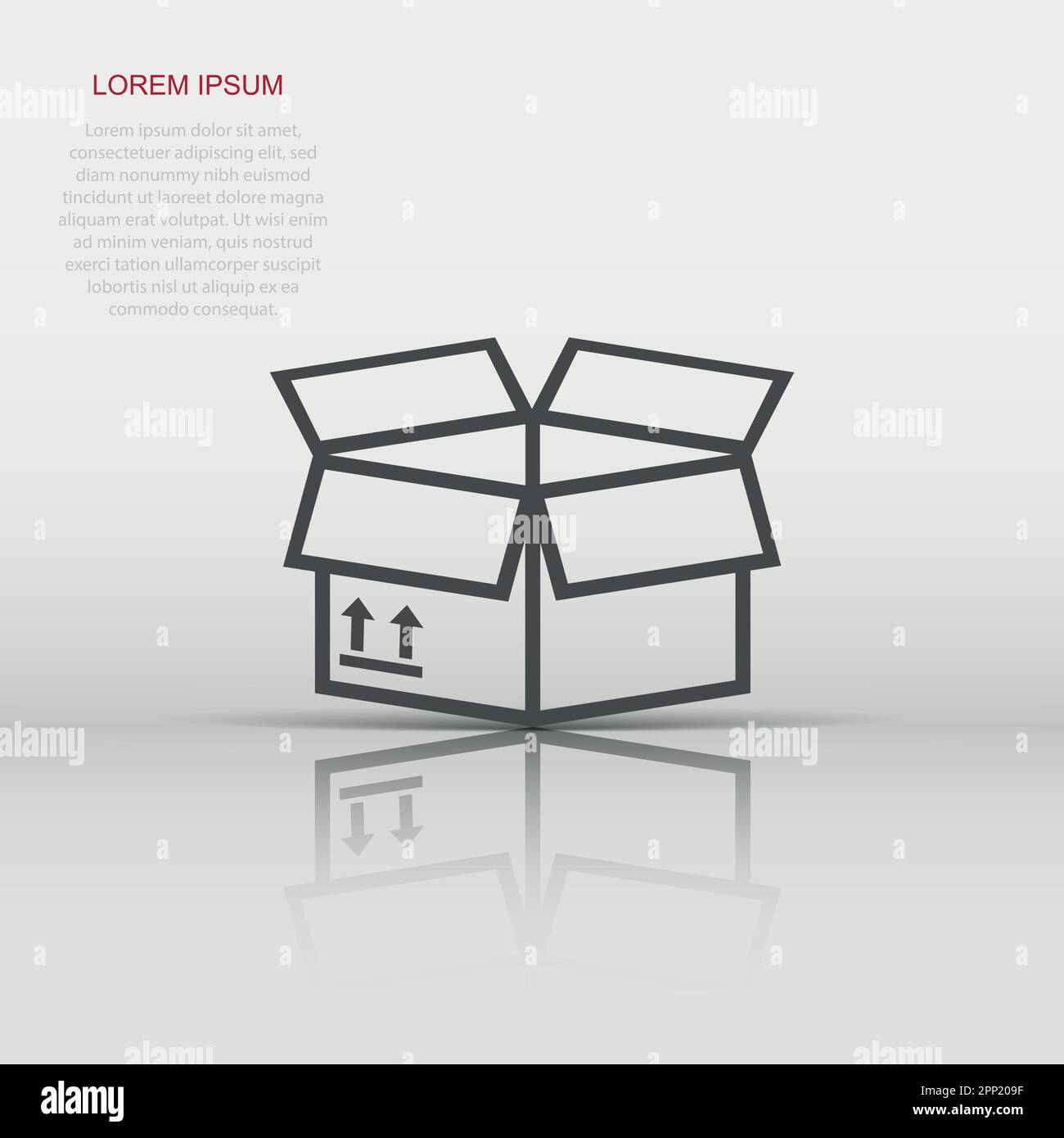 Vector packaging box icon in flat style. Shipping pack sign ...