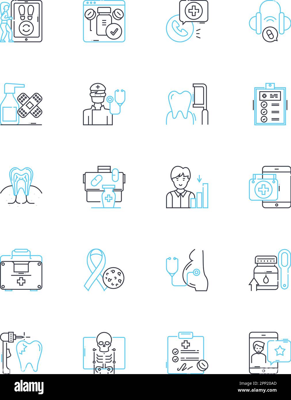Customized Healthcare Linear Icons Set Personalized Tailored Unique Individualized Bespoke