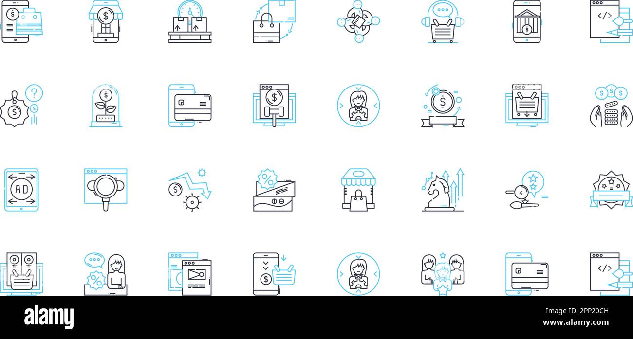 Advertising Banners linear icons set. Promotions, Advertisements, Signage, Branding, Displays ...