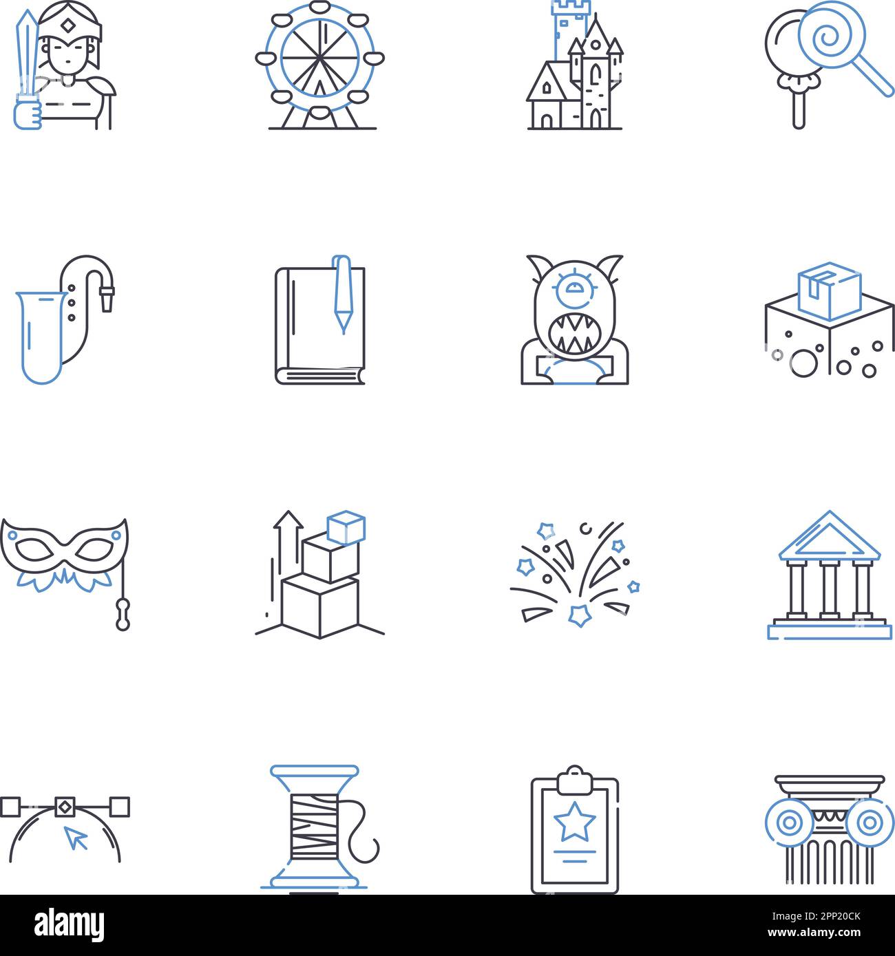 Fiber art line icons collection. Knitting, Weaving, Crochet, Macrame ...