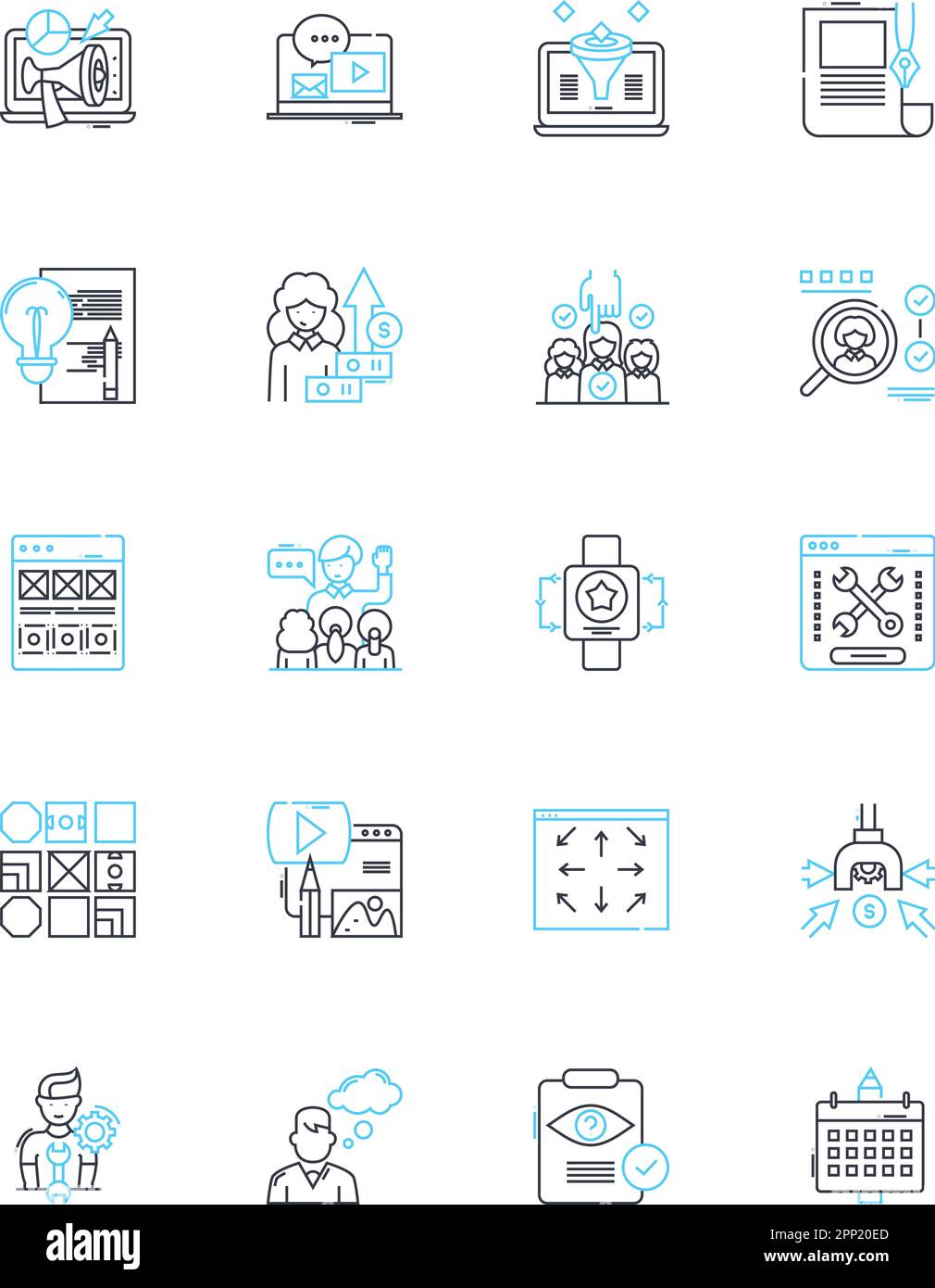 Influencer marketing linear icons set. Influencers, Branding, Social ...