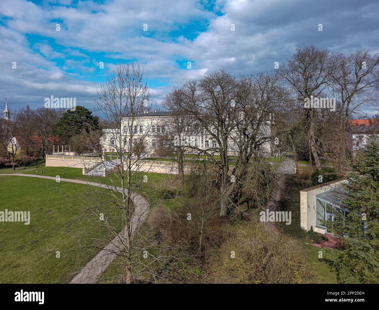 Palace and park complex in the city of Ostromecko, Poland Stock Photo ...
