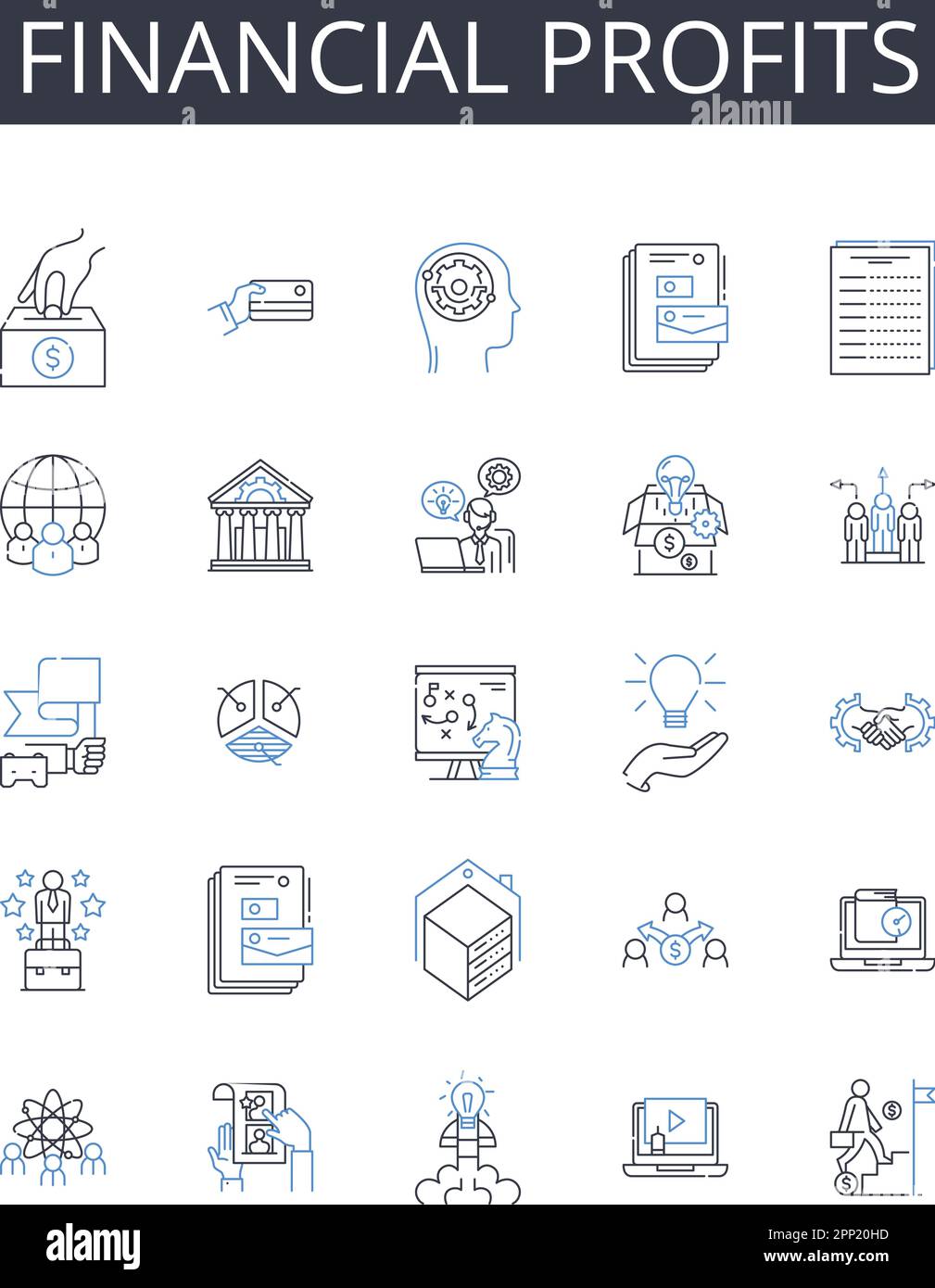 Financial profits line icons collection. Economic gains, Capital ...