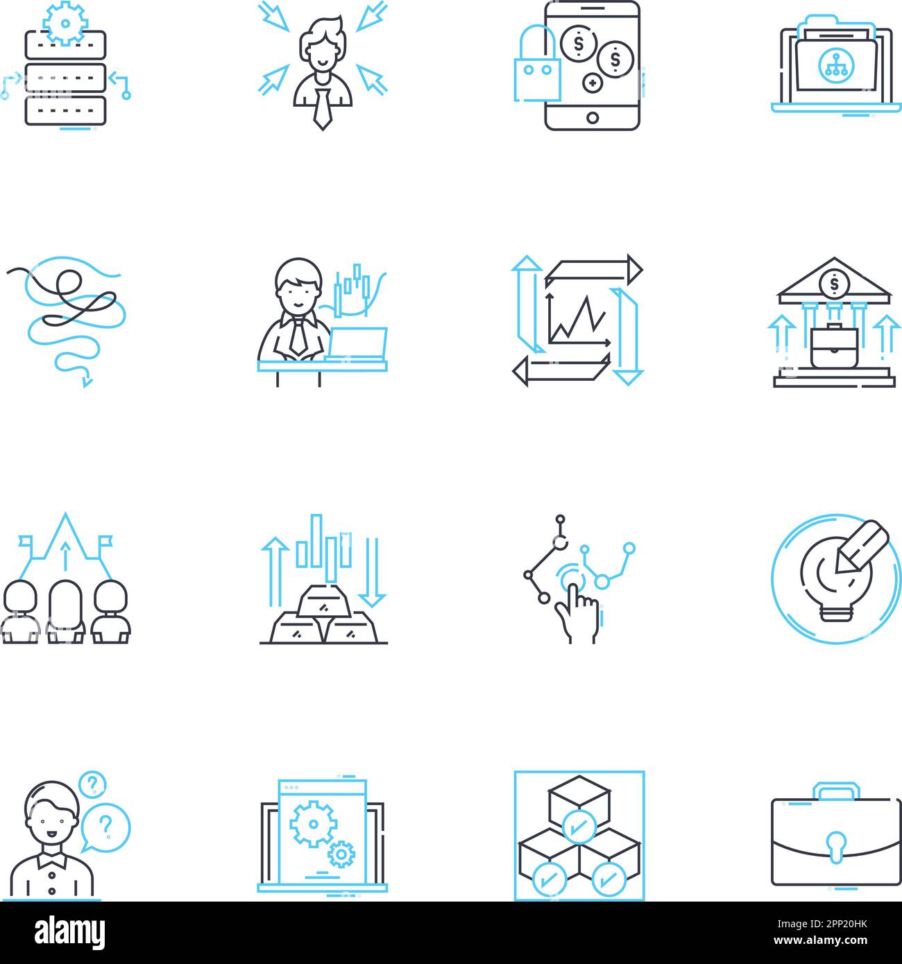 Financial Planning linear icons set. Budgeting, Investing, Wealth ...