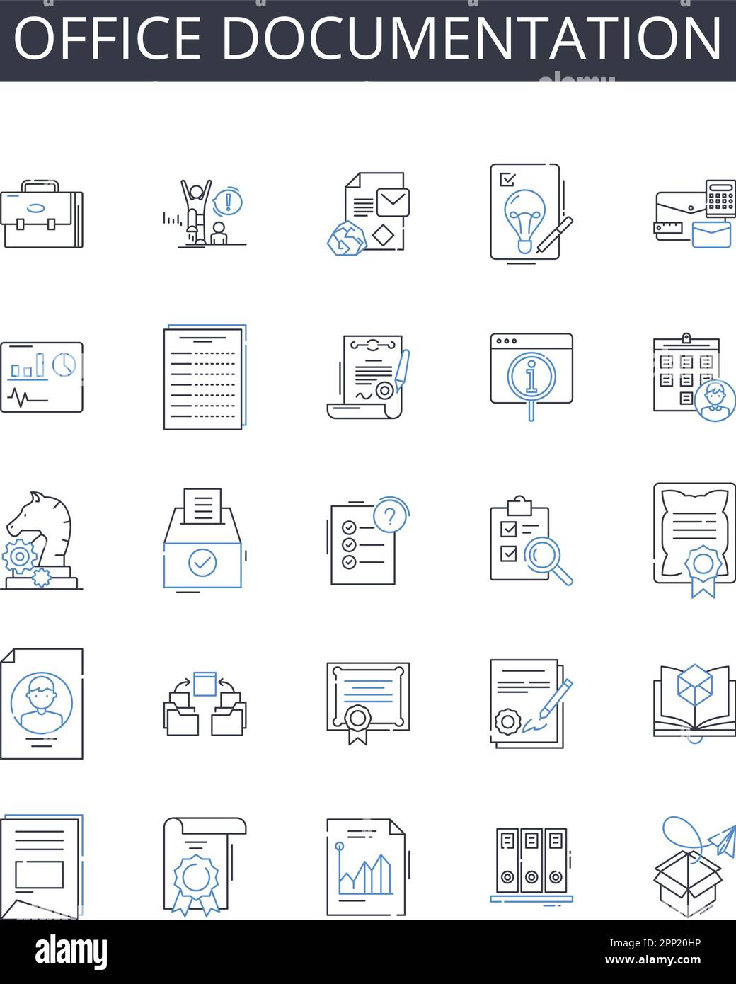 Office Documentation Line Icons Collection Legal Paperwork Corporate Records Business