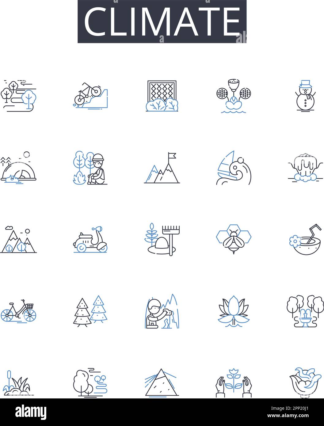Climate line icons collection. Environment, Atmosphere, Weather, Temperature, Ecology, Biosphere ...
