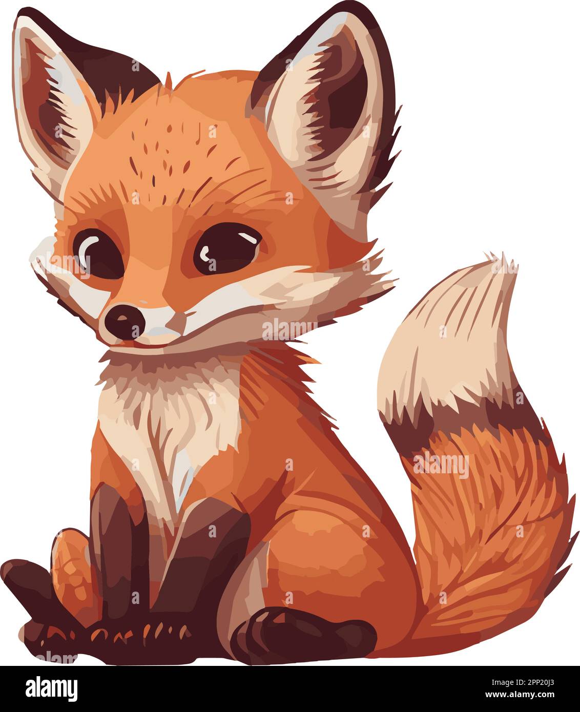 Realistic cartoon fox isolated on white background - Vector ...