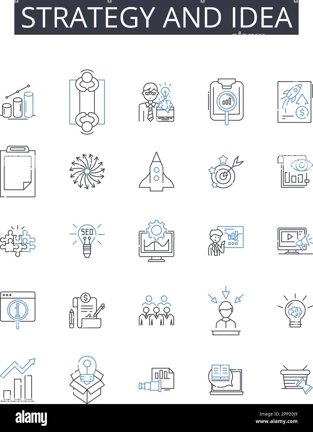 Strategy And Idea Line Icons Collection Purpose And Objective Vision