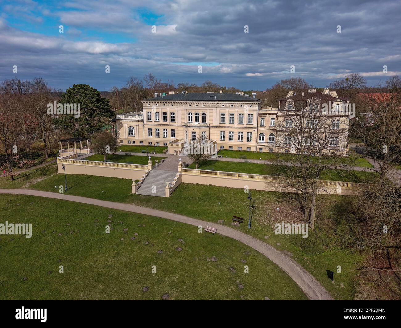 Palace and park complex in the city of Ostromecko, Poland Stock Photo ...