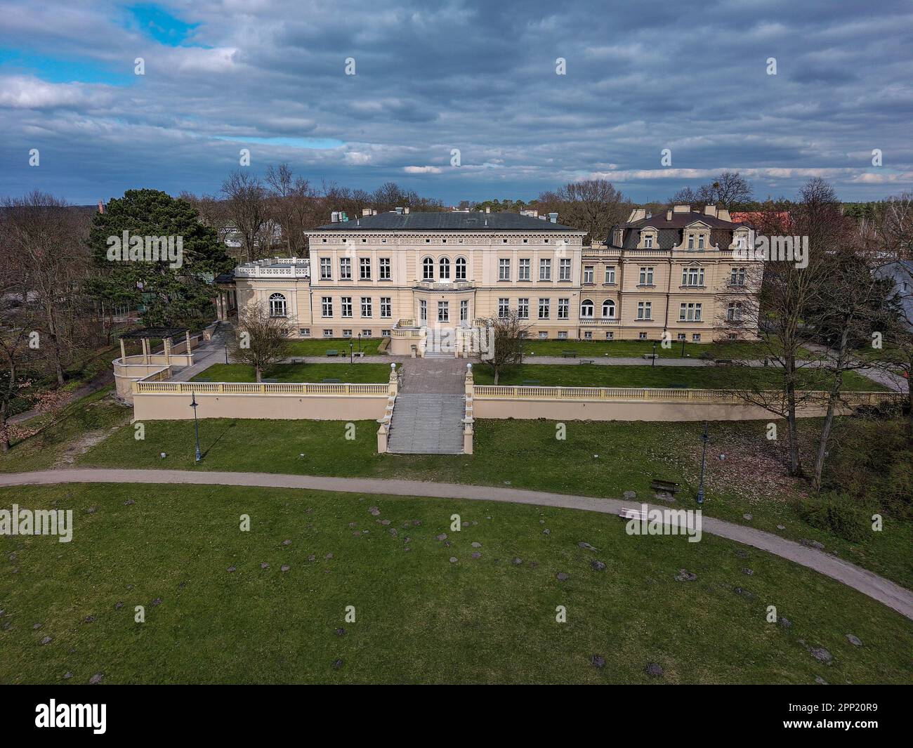 Palace and park complex in the city of Ostromecko, Poland Stock Photo ...