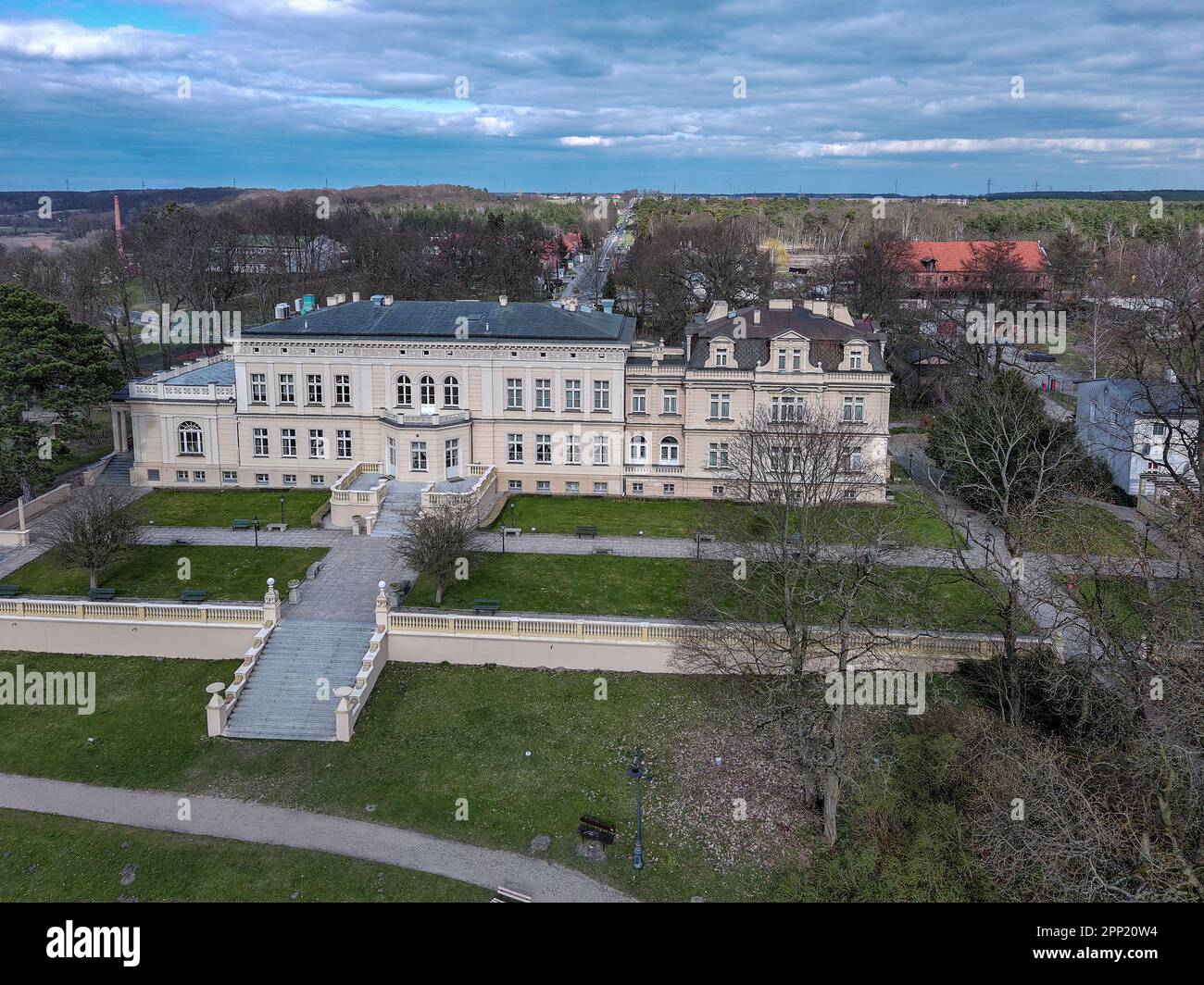 Palace and park complex in the city of Ostromecko, Poland Stock Photo ...