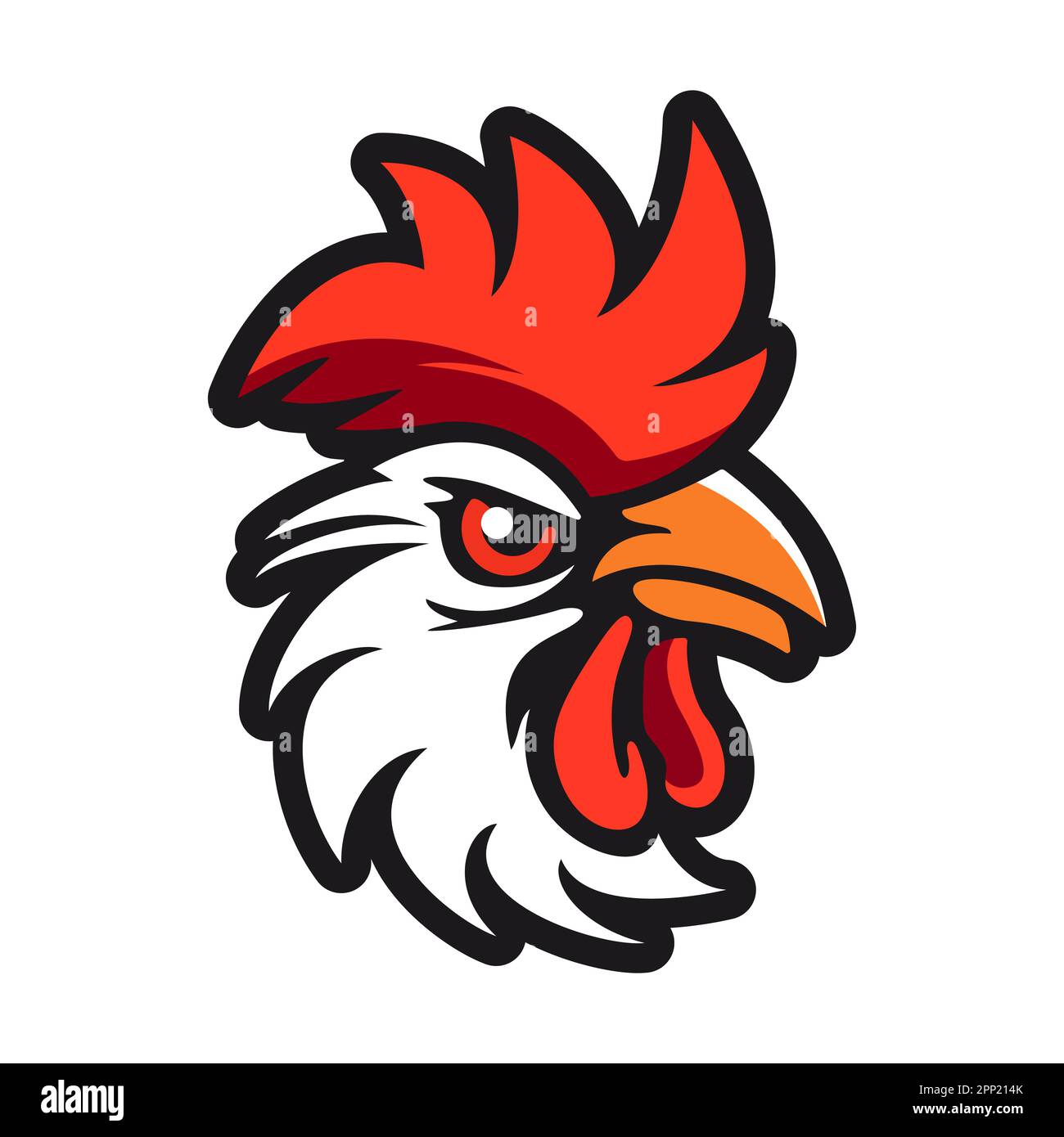 Rooster logo design. Cute rooster head. Image of a rooster in flat ...