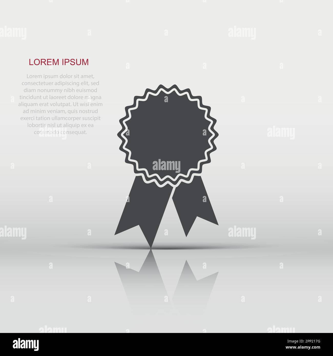 Vector badge with ribbon icon in flat style. Award medal sign ...