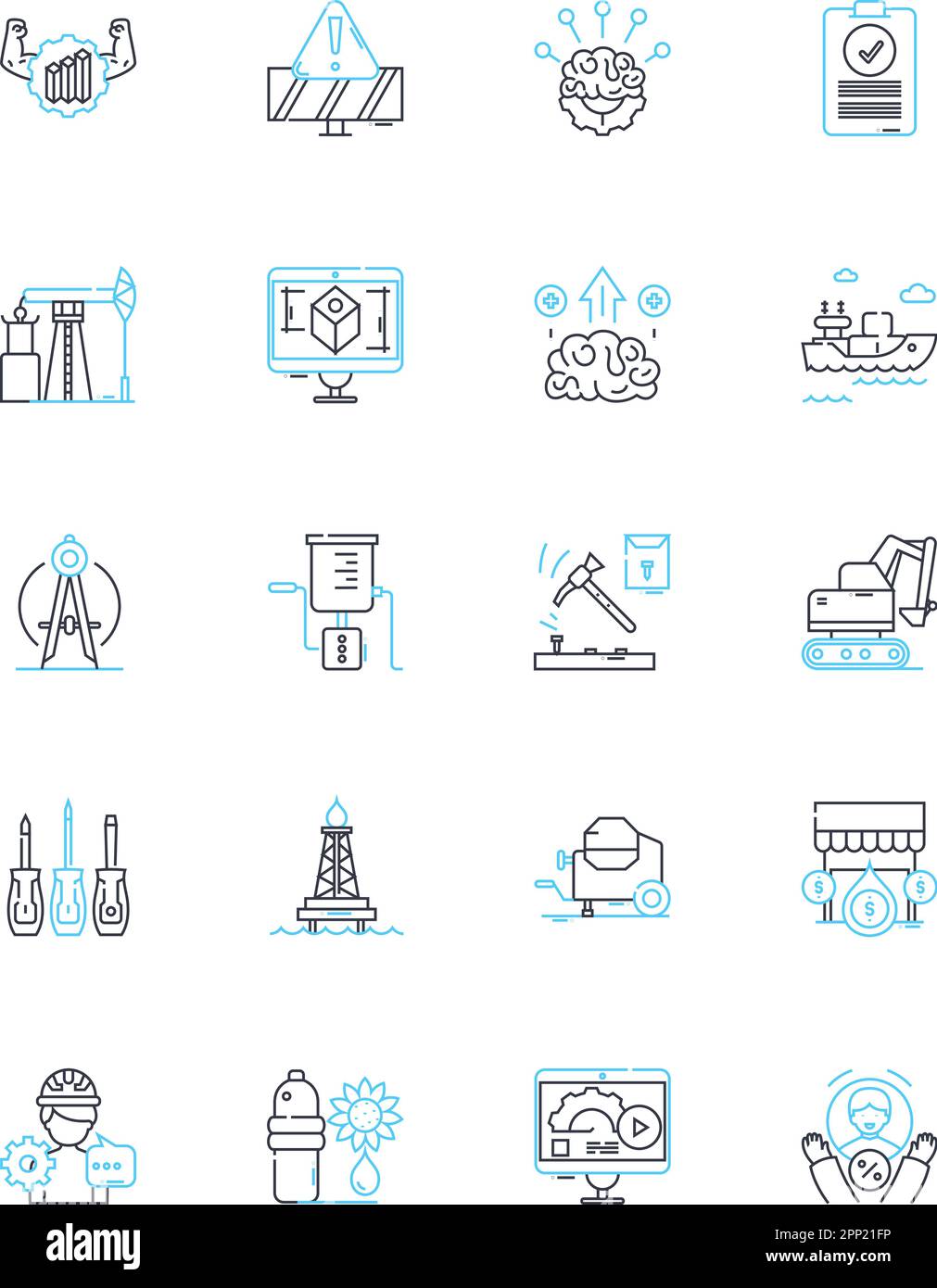 Environmental engineering linear icons set. Sustainability, Pollution ...