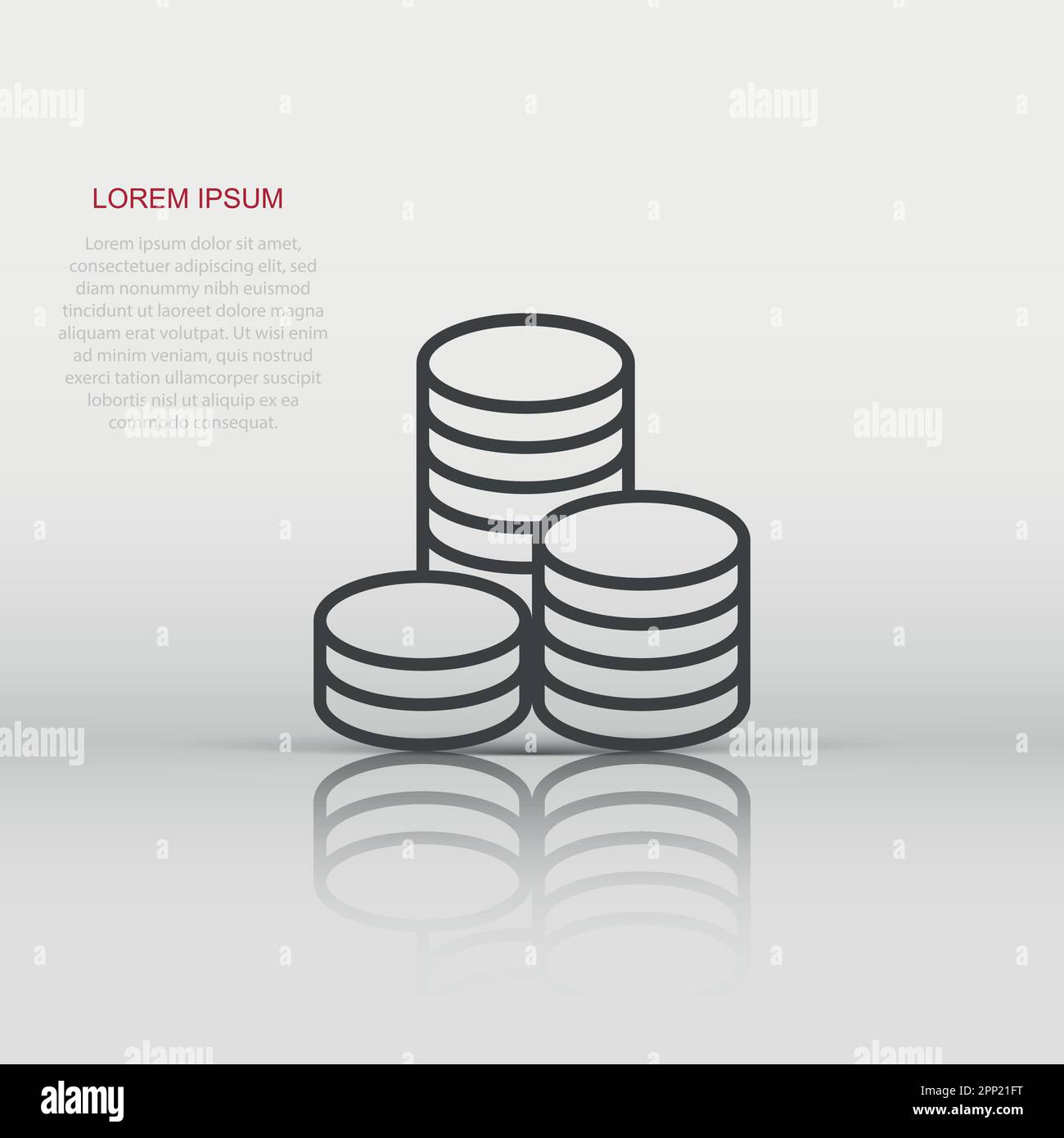 Vector coins stack icon in flat style. Money coin sign illustration ...