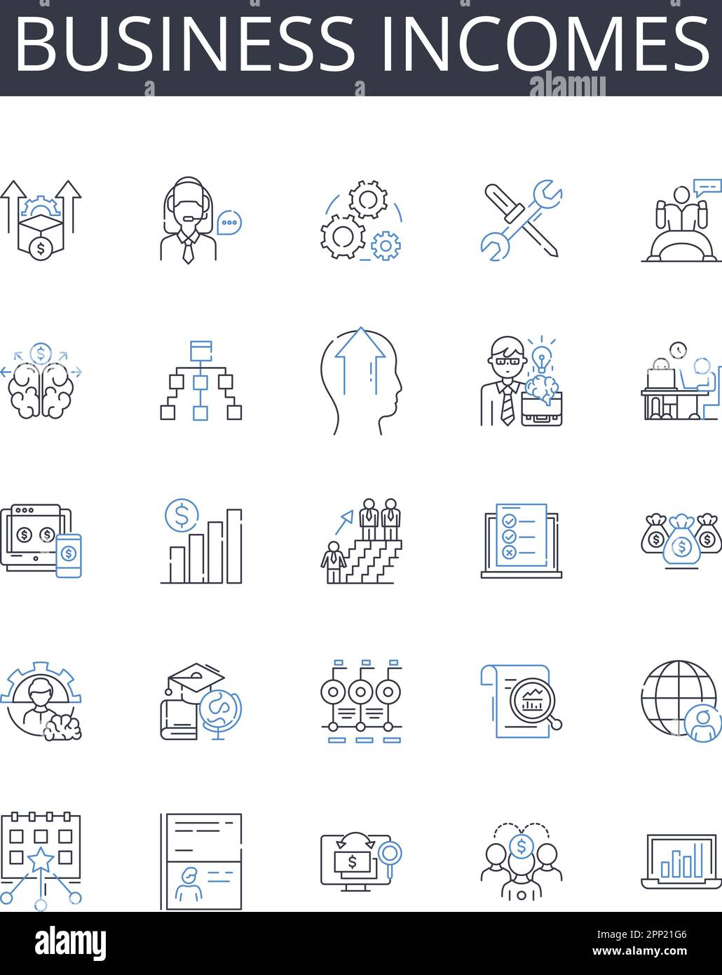 Business incomes line icons collection. Schedule, Roster, Planning ...