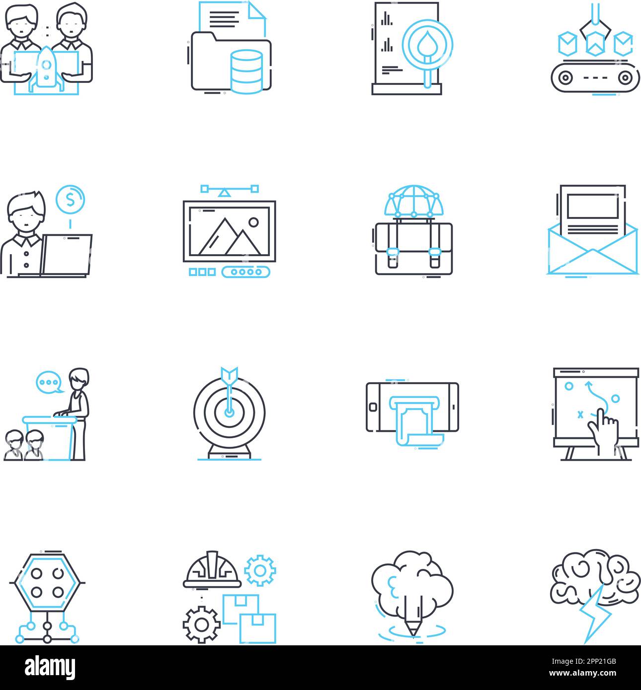 Brand Strategy Linear Icons Set Positioning Differentiation