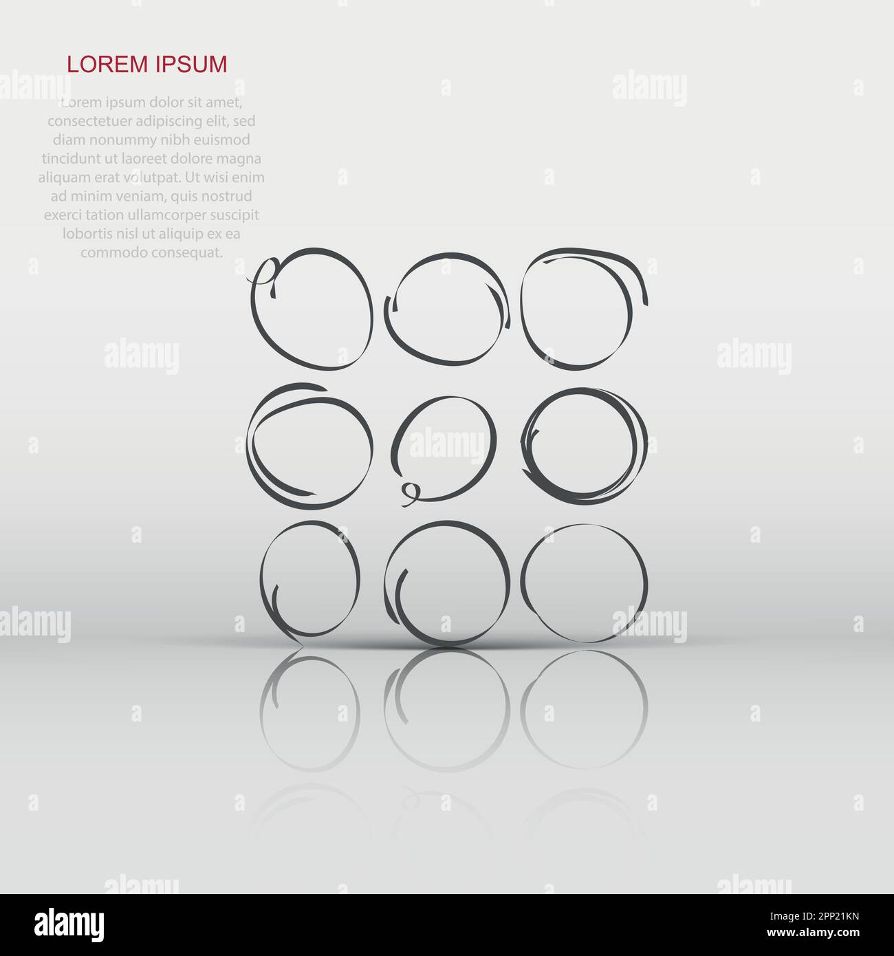 Vector hand drawn scribble circles icon in flat style. Sketch round ...