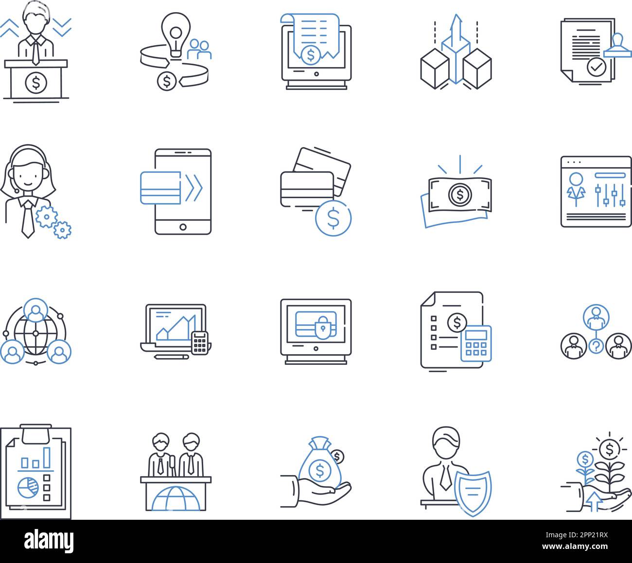 Internal controls and governance line icons collection. Accountability ...