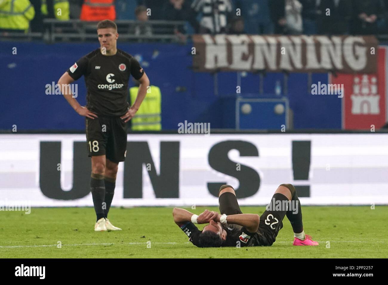Hamburg, Germany. 21st Apr, 2023. Soccer: 2nd Bundesliga, Matchday 29, Hamburger SV - FC St ...