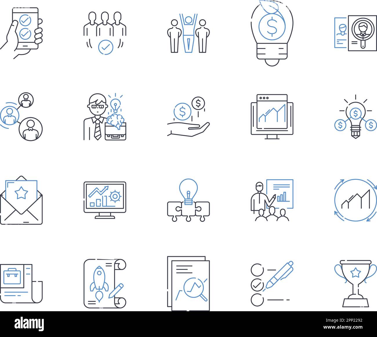 Resource Utilization Line Icons Collection Efficiency Optimization Allocation Productivity