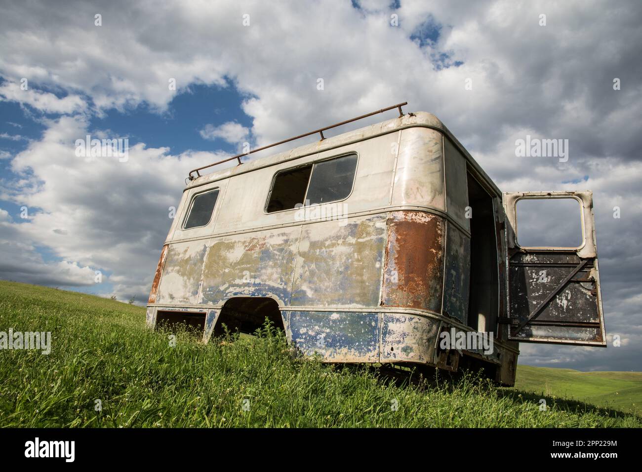 caravan in the hill at summer Stock Photo - Alamy