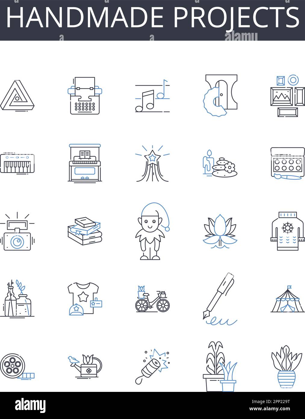 Handmade projects line icons collection. Crafty creations, Artisanal ...