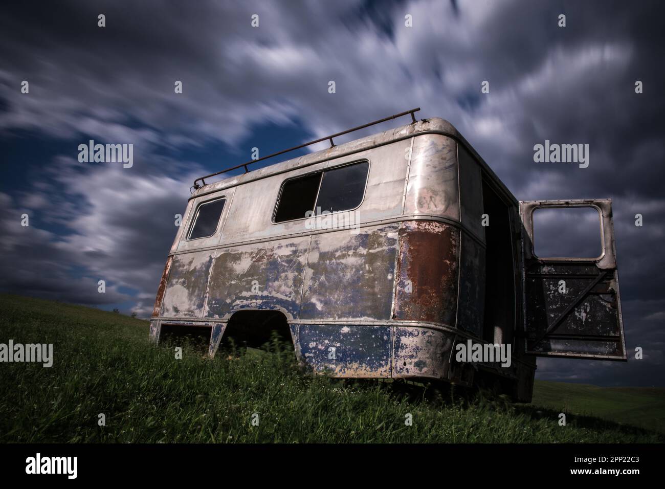 caravan in the hill at summer Stock Photo - Alamy