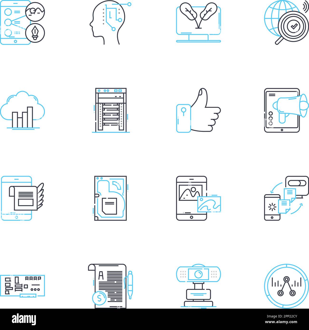 Communication Tools Linear Icons Set Chat Email Messenger Video