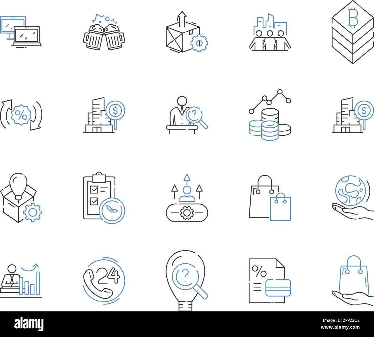 Economics line icons collection. Inflation, GDP, Supply, Demand, Market ...