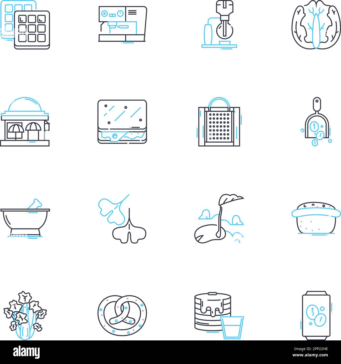 Beanery linear icons set. Coffee, Espresso, Latte, Cappuccino, Mocha ...