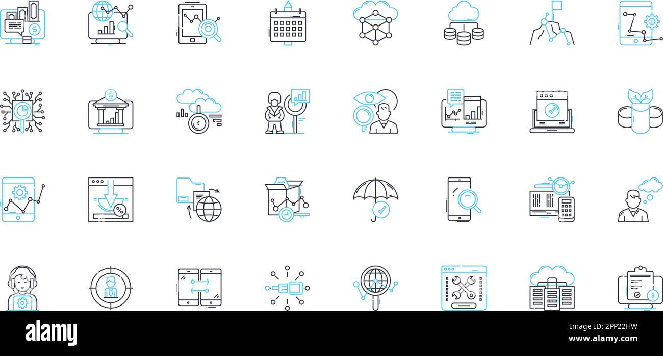 Email marketing linear icons set. Automation, Segmentation ...