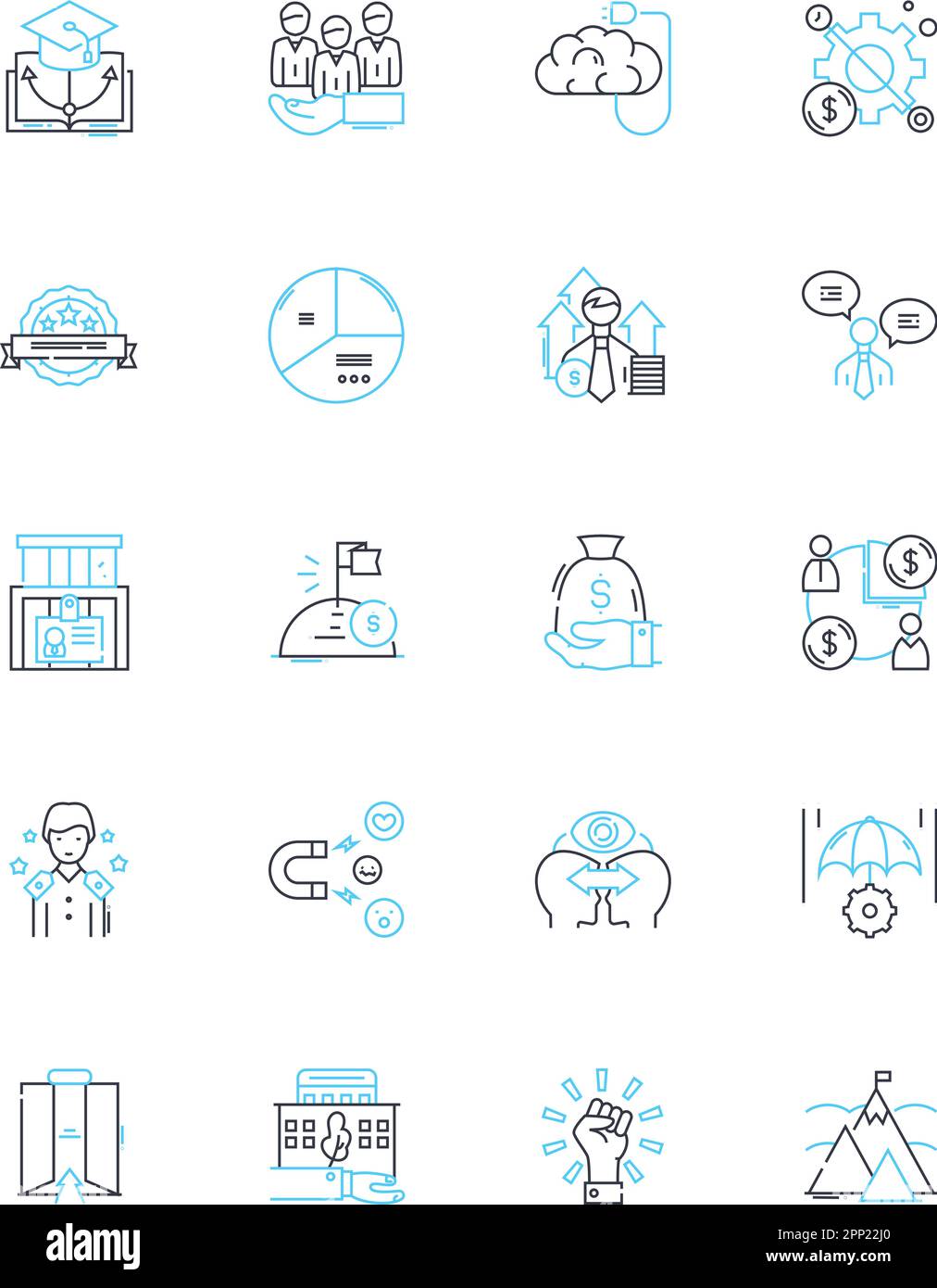Strategic management linear icons set. Planning, Strategy, Execution ...