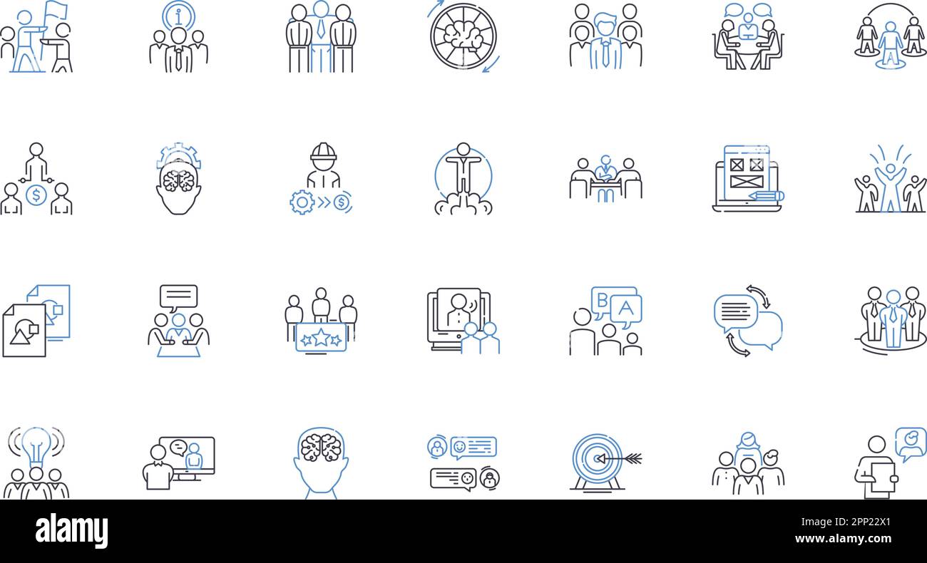 Mutual Collaboration Line Icons Collection Partnership Synergy Alliance Cooperation