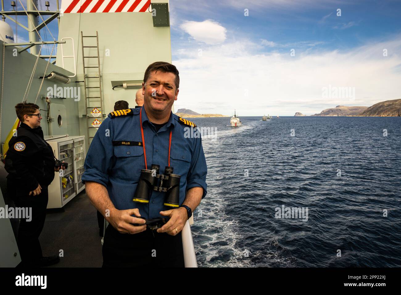 Captain Sheldon Gillis onboard HMCS Margaret Brooke during a transit of ...