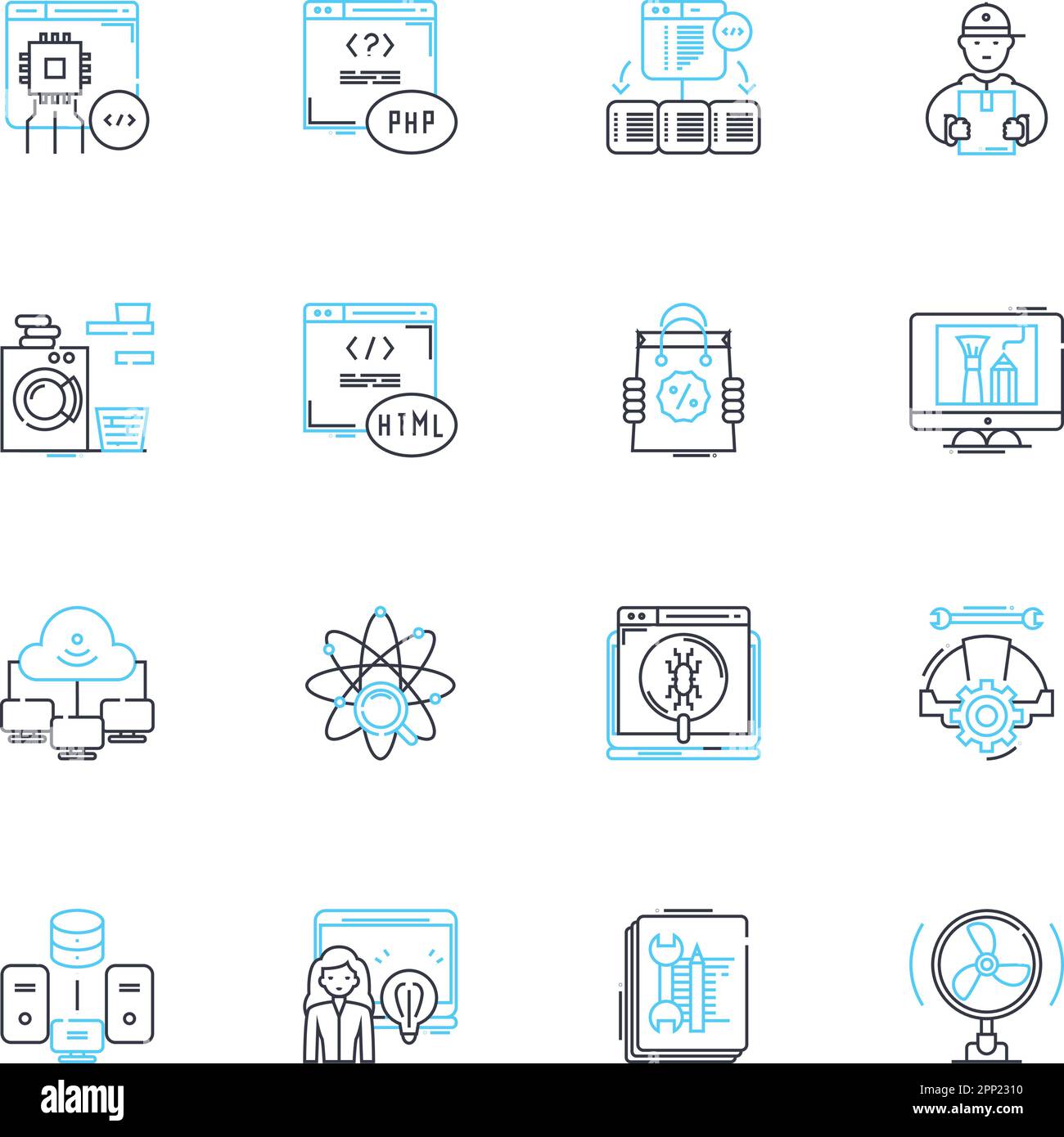 Equipment linear icons set. Machinery, Gear, Tools, Apparatus, Gadget, Implement, Instrument ...