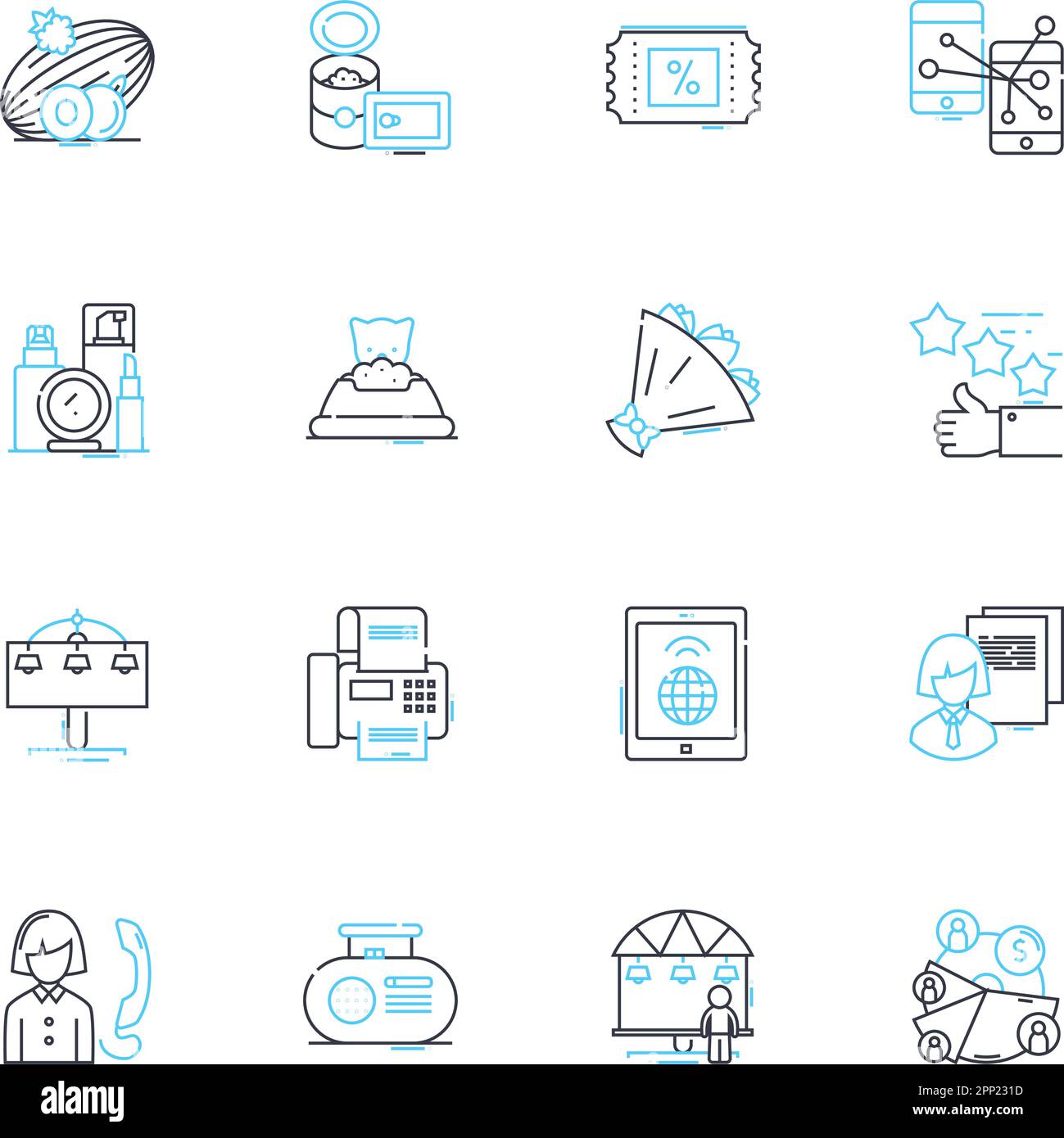 Vend linear icons set. Convenience, Automated, Sales, Refreshments ...