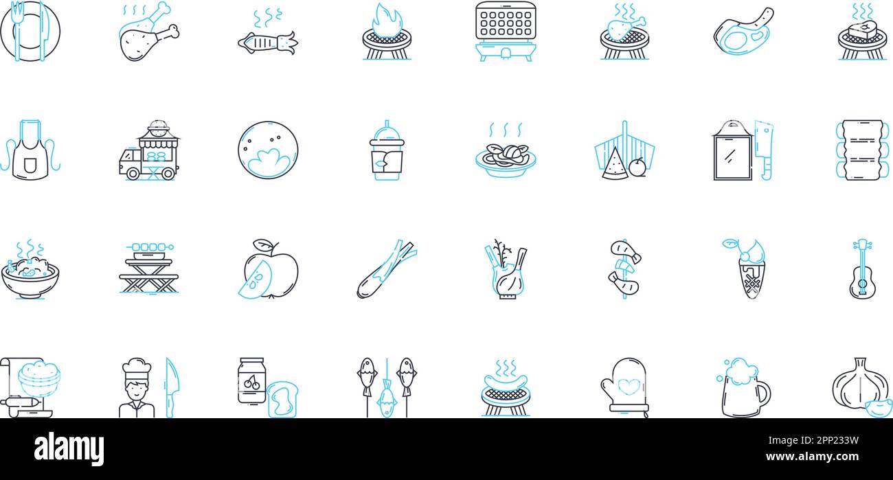 Excursion linear icons set. Adventure, Exploration, Journey, Trek ...