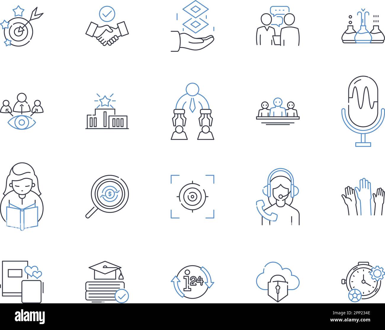 Group studying line icons collection. ollaboration, Education ...