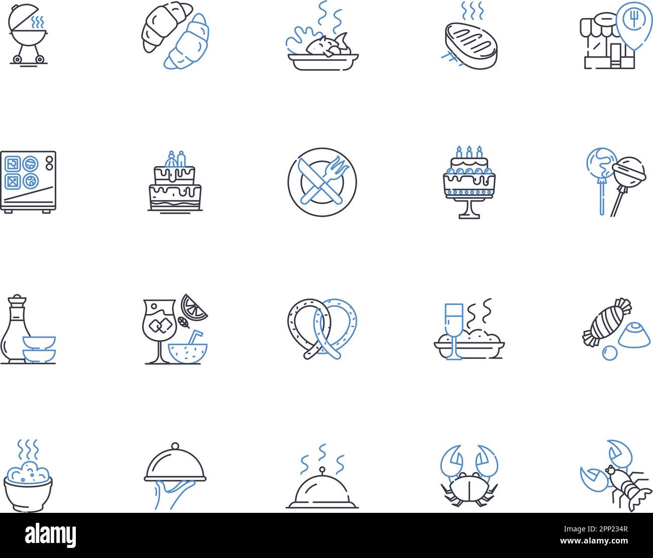 Refreshments line icons collection. Drinks, Soda, Juice, Tea, Coffee ...
