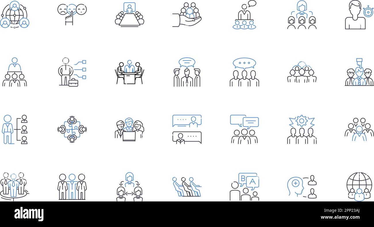 Collaborative work line icons collection. Synergy, Teamwork ...