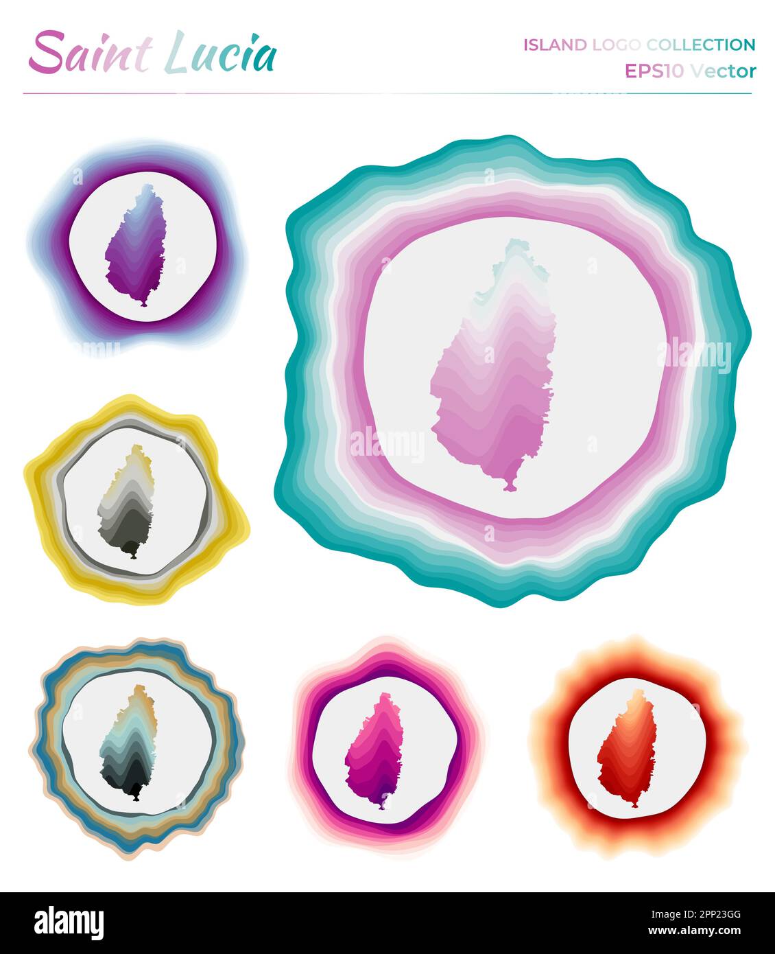 Saint Lucia logo collection. Colorful badge of the island. Layers ...