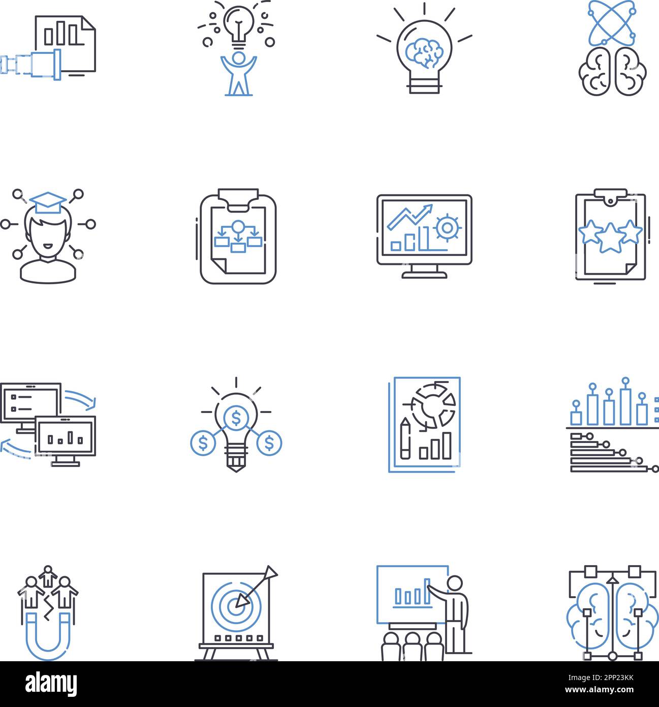 Work Plan Line Icons Collection Schedule Goals Deadlines Objectives