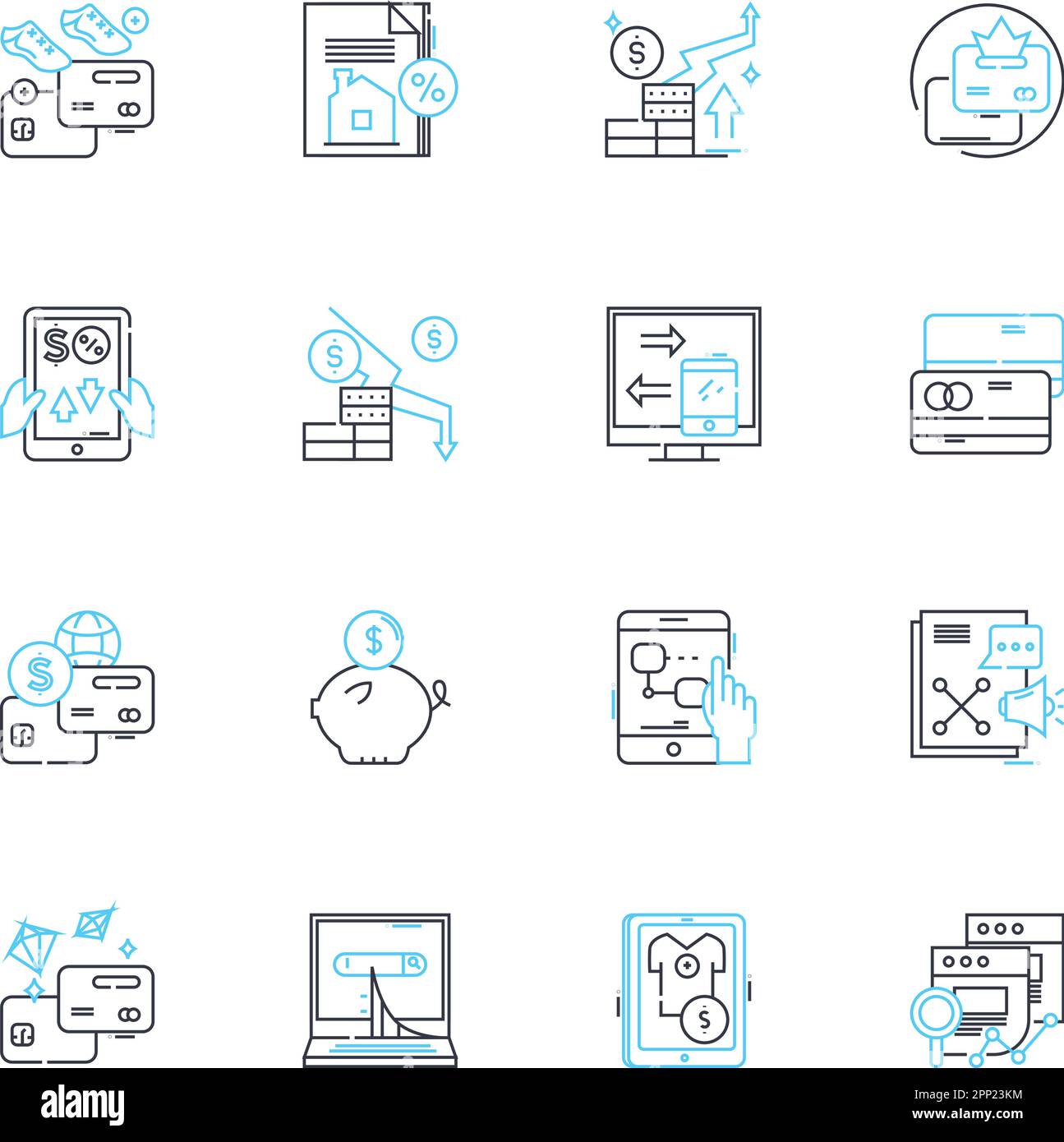 Portfolio resource linear icons set. Showcase, Presentation, Exhibit ...