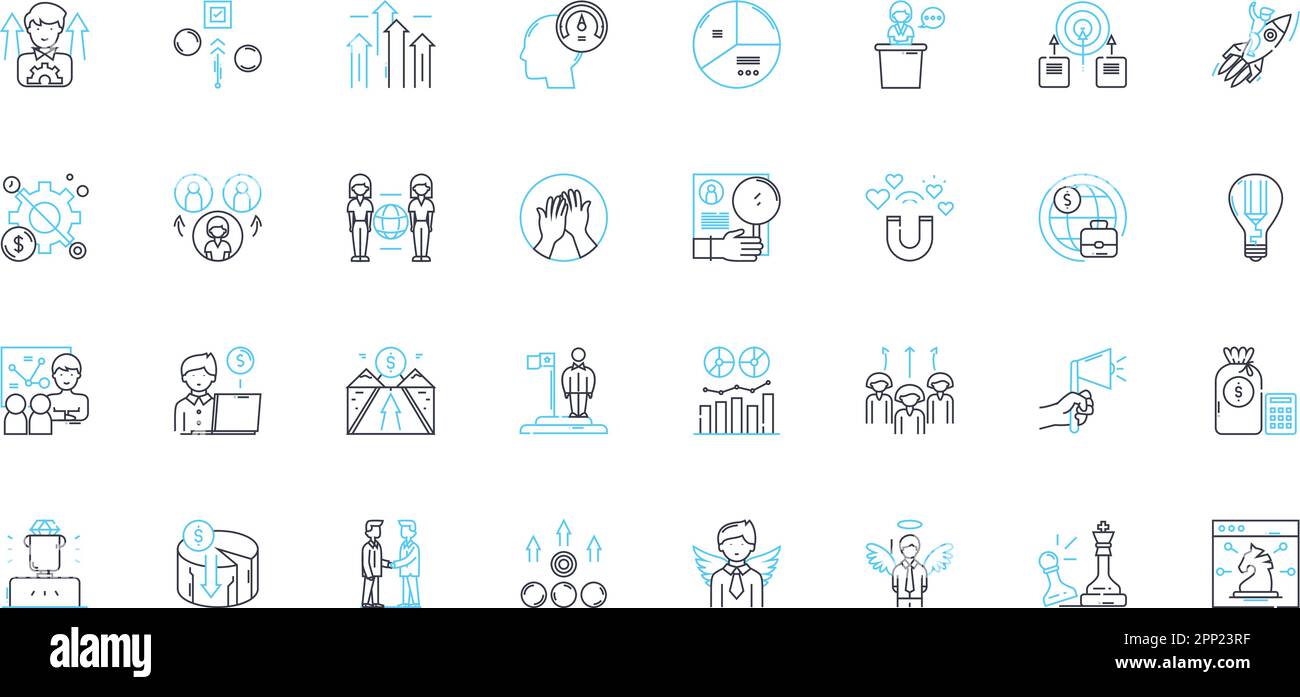 Human management linear icons set. Leadership, Communication ...