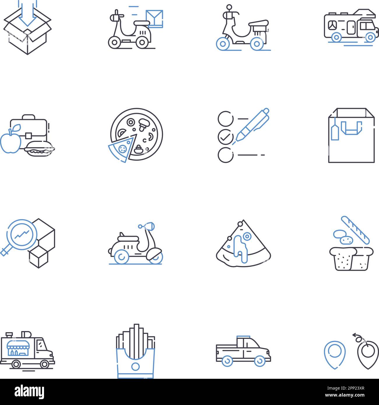 Supply Chain Optimization Line Icons Collection Efficiency