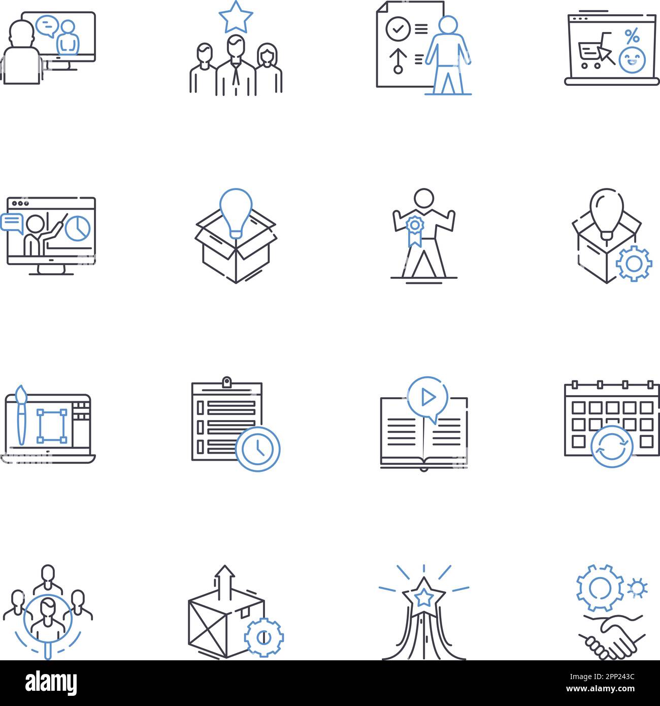 Influencer partnerships line icons collection. Collaboration ...