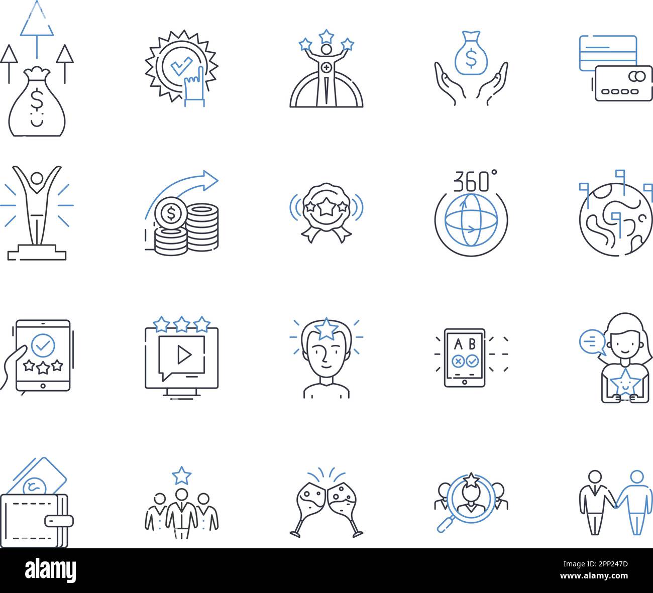 Fiscal success line icons collection. Profit, Revenue, Growth ...
