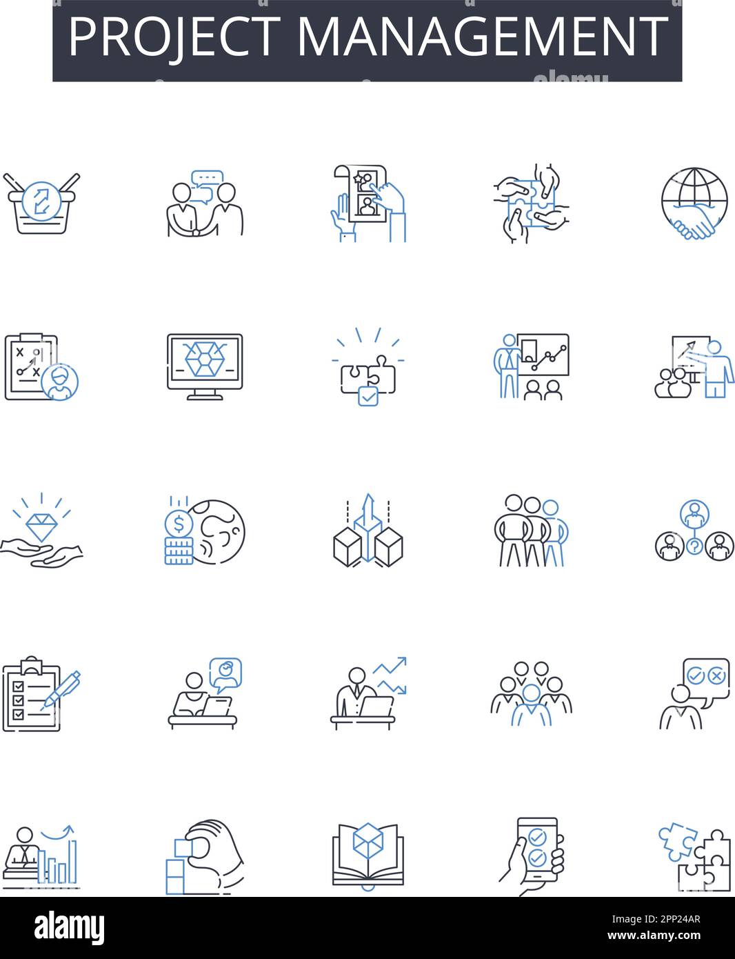 Project Management Line Icons Collection Time Management Resource